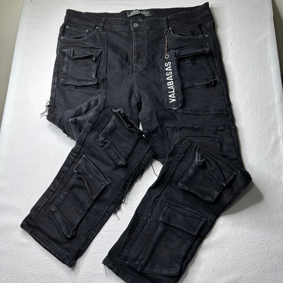 Valabasas | Pants | Valabasas Mens 42 Black Cargo Jeans Distressed ...